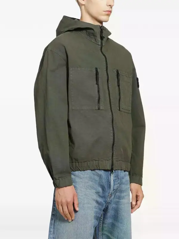 Stone Island Logo-patch Hooded Jacket - Grey