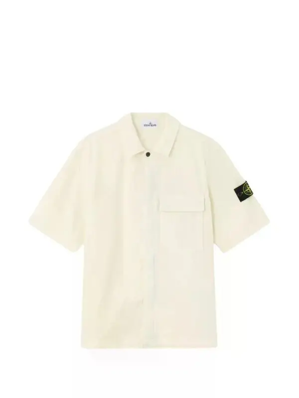 Stone Island Logo-patch Zip-up Shirt - Neutrals