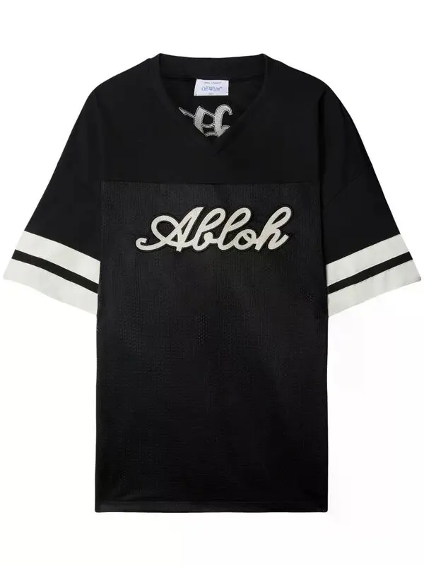 Off-White Logo-embroidered V-neck T-shirt - Black