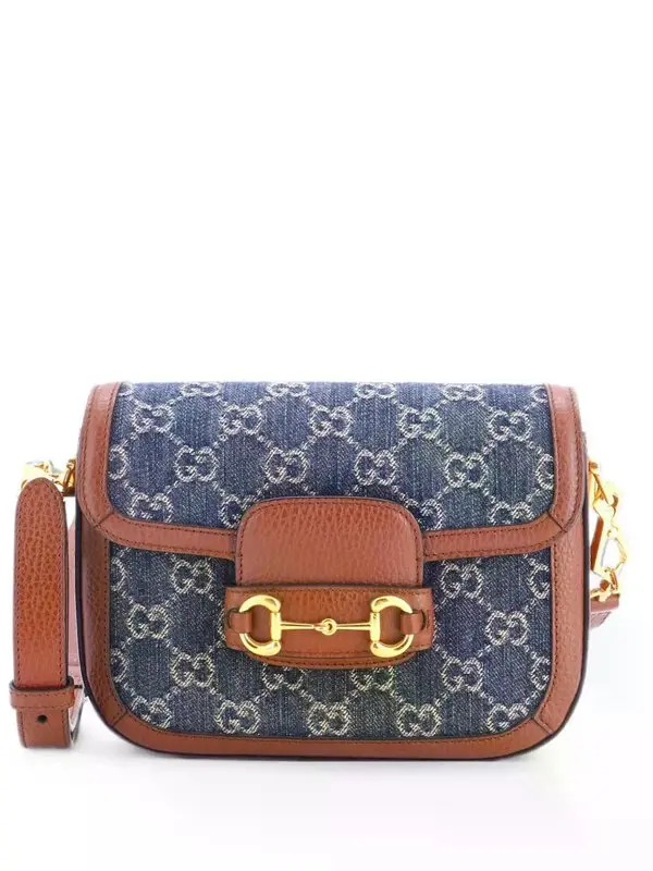 Gucci Horsebit 1955 Gg Denim Mini Shoulder Bag