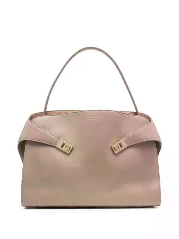 FERRAGAMO Hug Leather Shoulder Bag - Neutrals