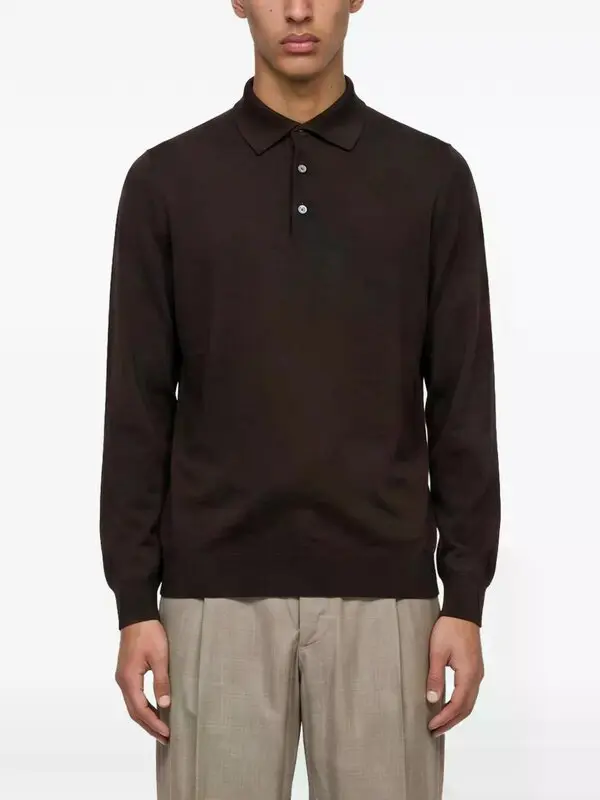 LARDINI Long-sleeve Polo Shirt - Brown