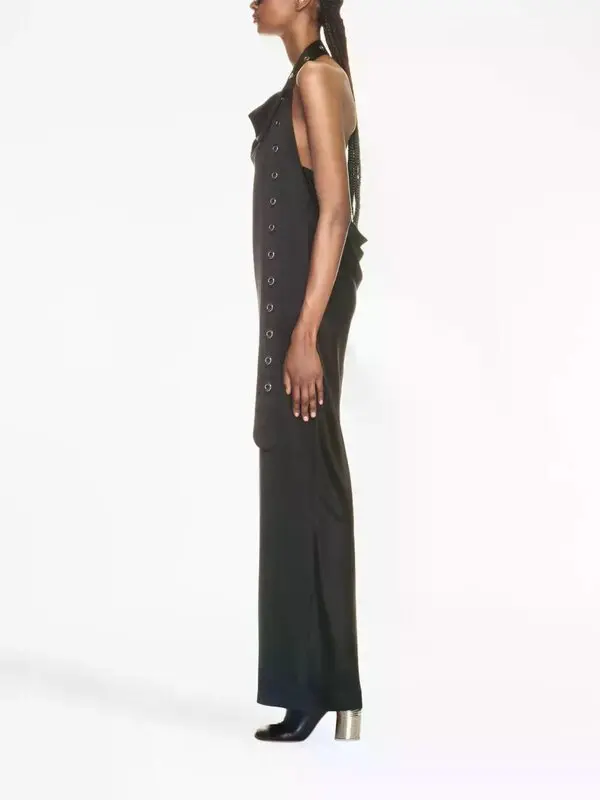 Off-White Belt-detail Satin Maxi Dress