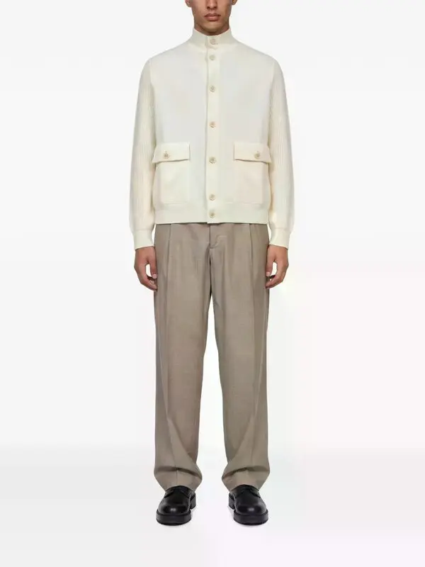 LARDINI Ribbed-knit High-neck Jacket