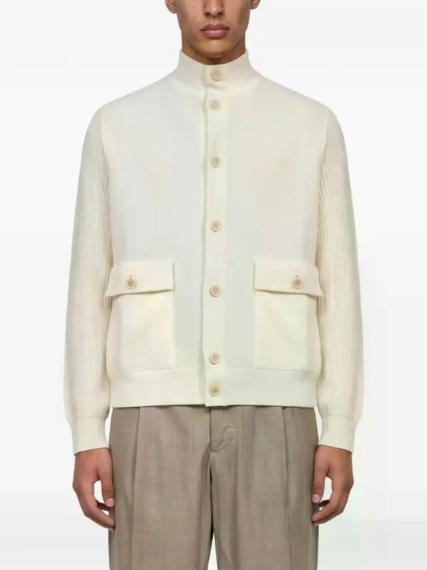 LARDINI Ribbed-knit High-neck Jacket