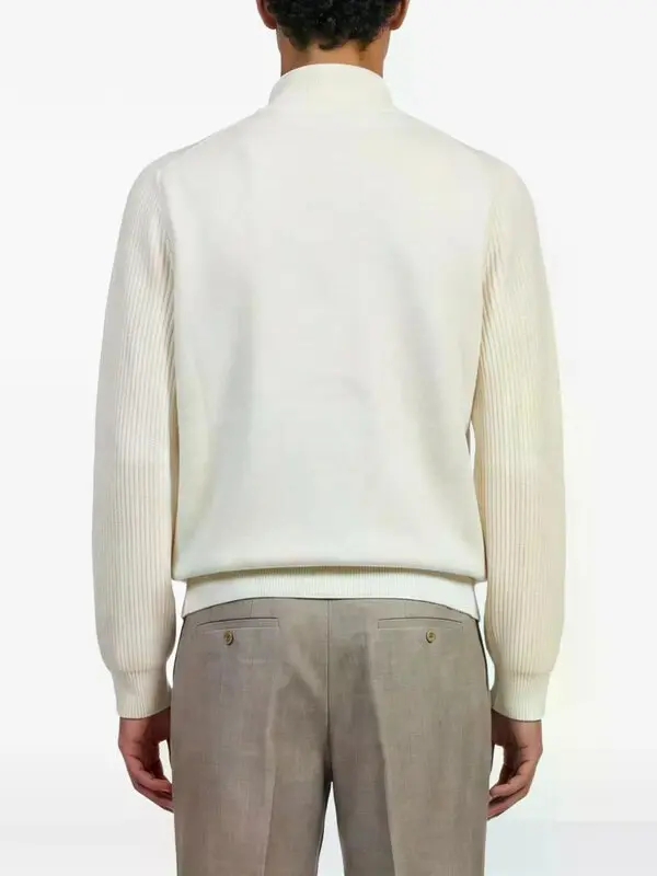 LARDINI Ribbed-knit High-neck Jacket