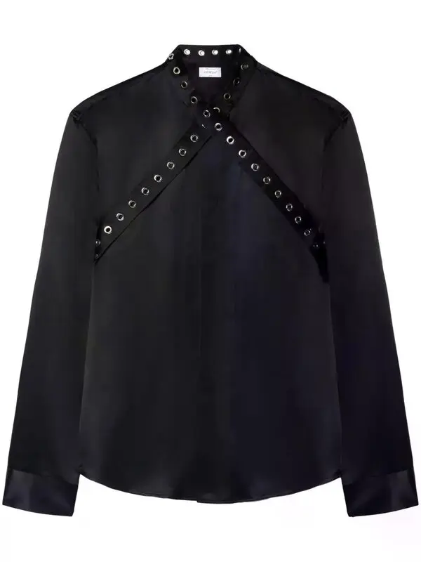 Off-White Eyelet-strap Silk Shirt - Black