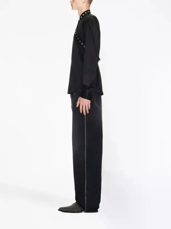 Off-White Eyelet-strap Silk Shirt