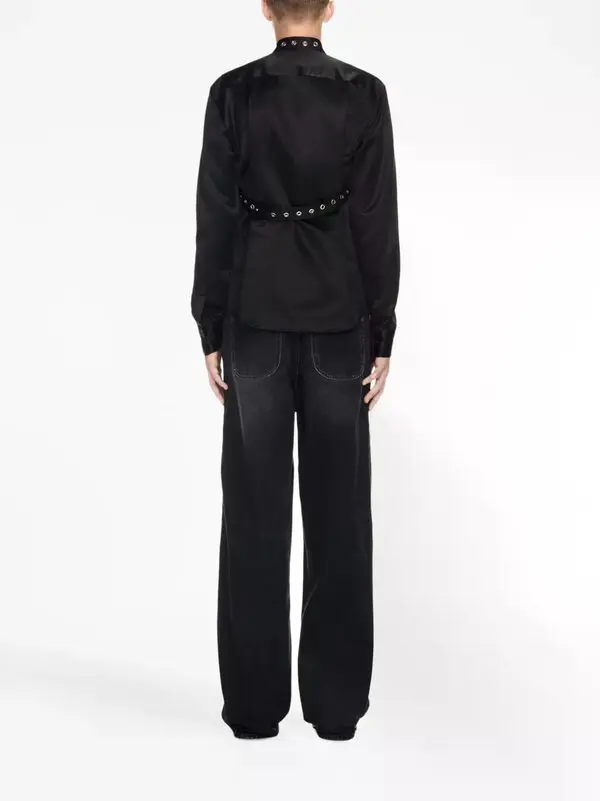 Off-White Eyelet-strap Silk Shirt