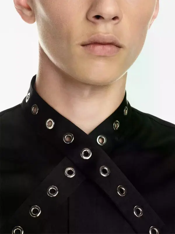 Off-White Eyelet-strap Silk Shirt