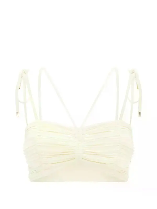 MAISON ANAMI Ruched-detail Tie-fastening Bikini Top - Neutrals