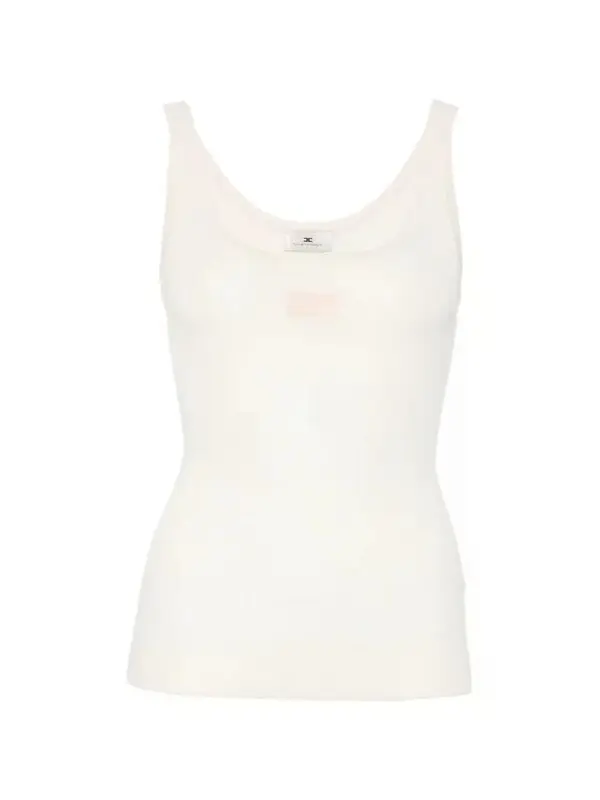 Elisabetta Franchi Ribbed-knit Logo-patch Vest - Neutrals