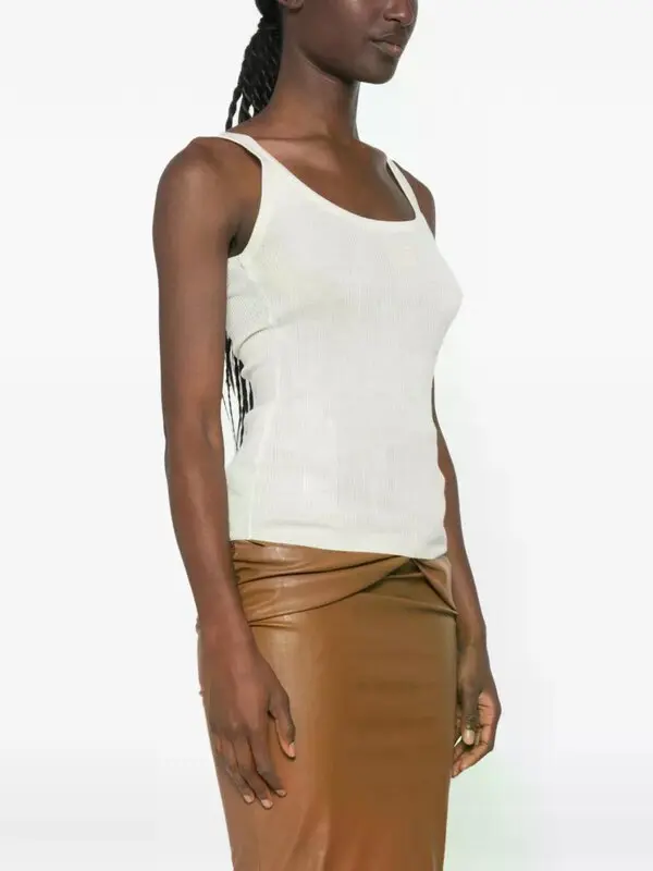 Elisabetta Franchi Ribbed-knit Logo-patch Vest - Neutrals