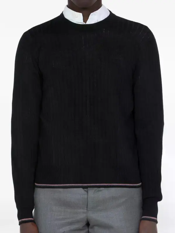 Thom Browne Ribbed Crew-neck Sweater - Black