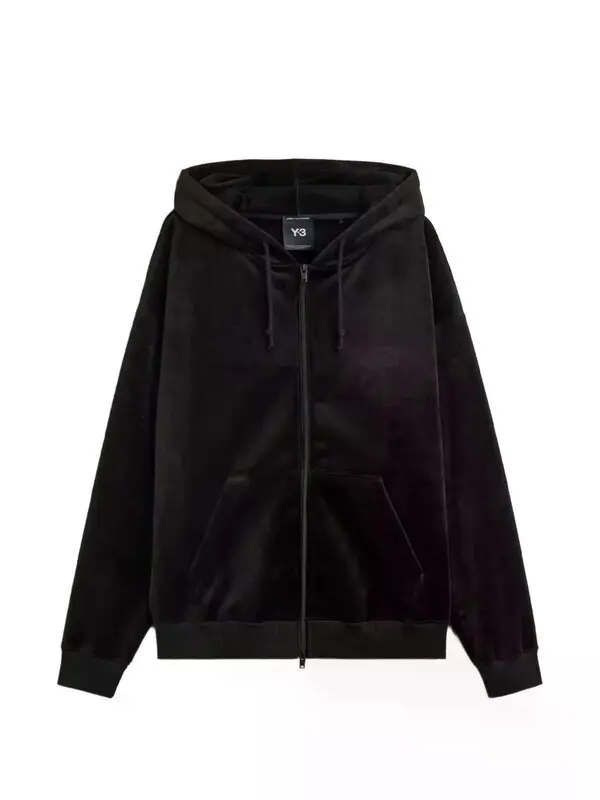 Y3 Velvet Zip-up Hoodie - Black