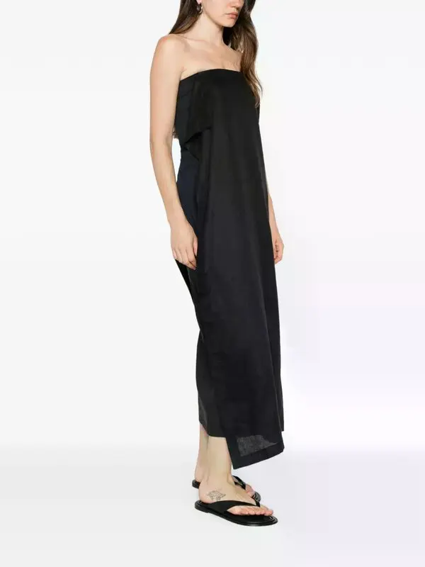Liviana Conti Strapless Draped Asymmetric Maxi Dress