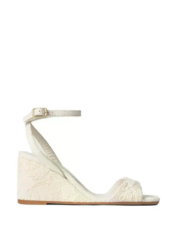 CastaÑer Brunella Floral-jacquard Wedge Sandals - Neutrals