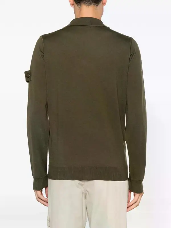 Stone Island Logo-patch Long-sleeve Polo Shirt - Green
