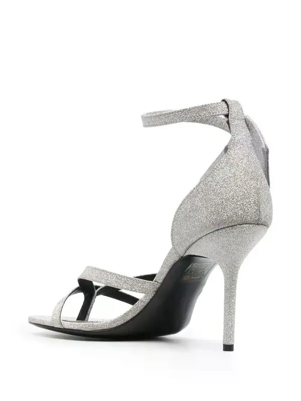 Off-White Zip-tie Glittered Leather Sandals