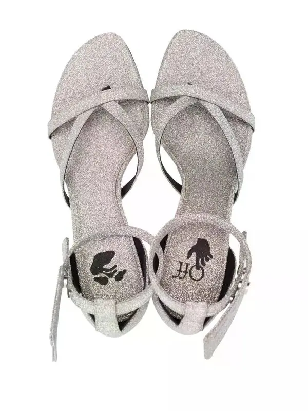 Off-White Zip-tie Glittered Leather Sandals