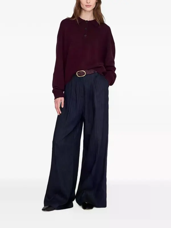 ANINE BING Burgundy Cashmere Polo Sweater
