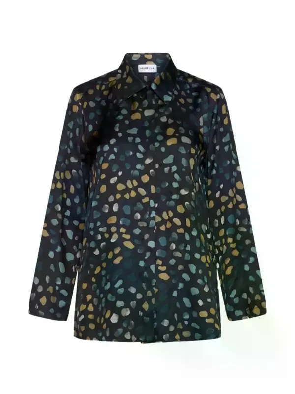 Marella Mllballata Abstract-print Twill Shirt - Blue