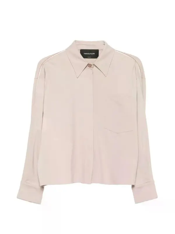 Fabiana Filippi Monili-trimmed Chest-pocket Shirt - Neutrals