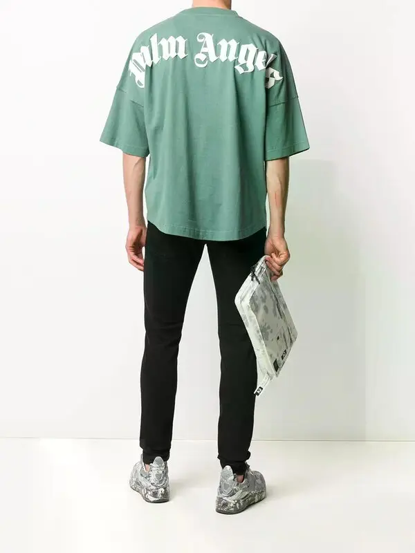 Palm Angels Logo-print Over T-shirt - Green