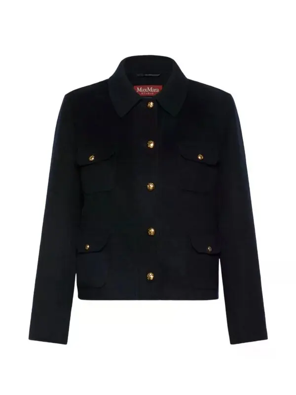 Max Mara Buttoned Fitted Jacket - Blue
