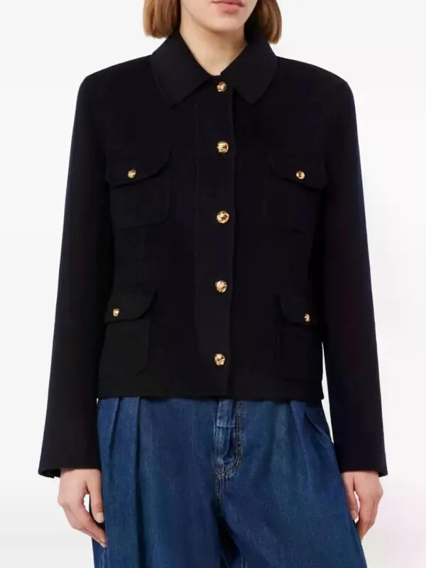 Max Mara Buttoned Fitted Jacket - Blue