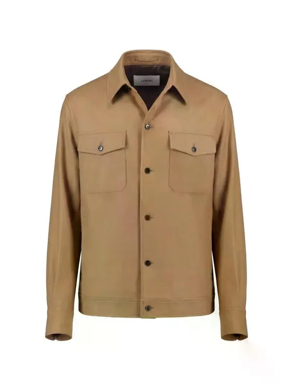 LARDINI Button-down Wool Shirt Jacket - Brown