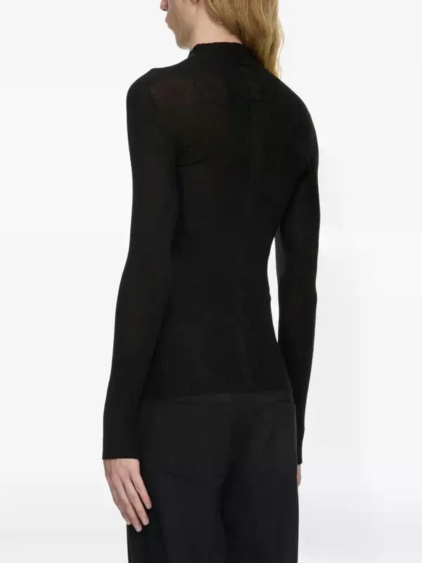 Rick Owens Ribbed Knit High-neck Long-sleeve Top - Black
