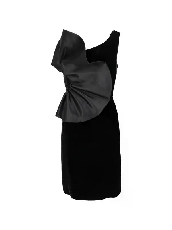 Giorgio Armani Bow-detail Velvet Midi Dress - Black