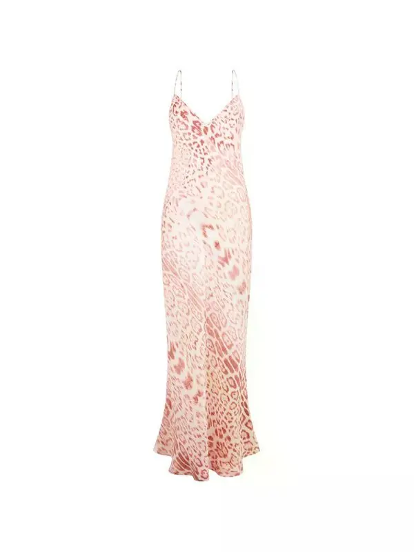 Roberto Cavalli Jaguar-print Slip Maxi Dress - Pink