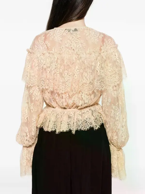 Sea Ruffled Lace Blouse