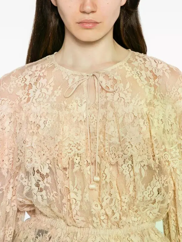 Sea Ruffled Lace Blouse