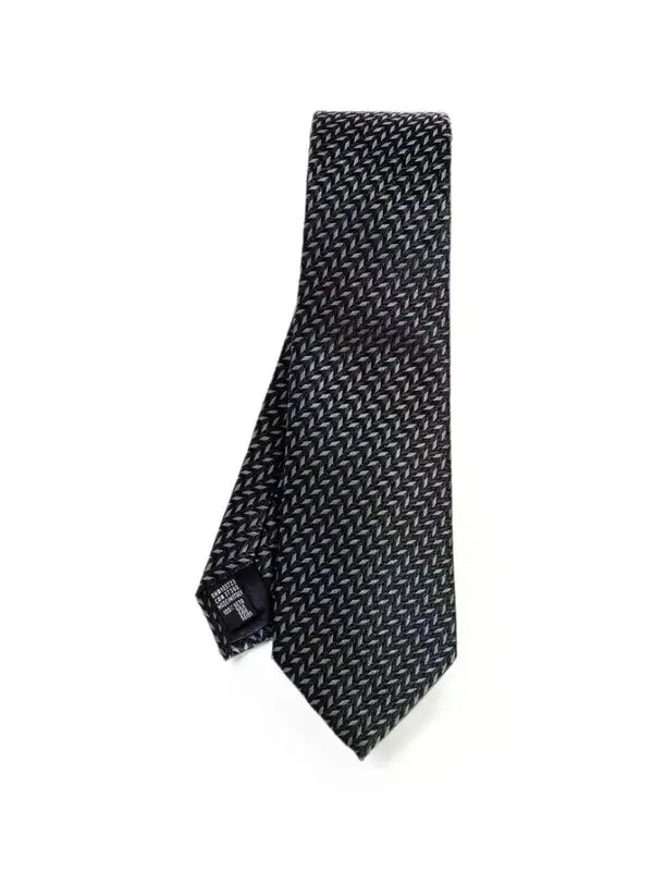 Giorgio Armani Geometric-pattern Tie - Black