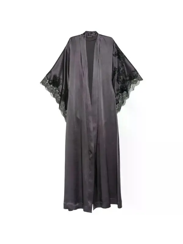 Carine Gilson Lace-trim Robe - Grey