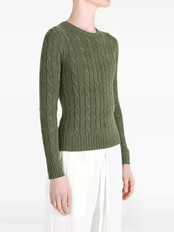Polo Ralph Lauren Cable Knit Embroidered Logo Sweater - Green