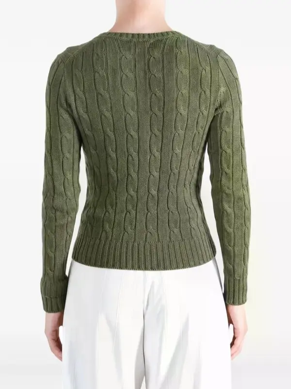 Polo Ralph Lauren Cable Knit Embroidered Logo Sweater - Green