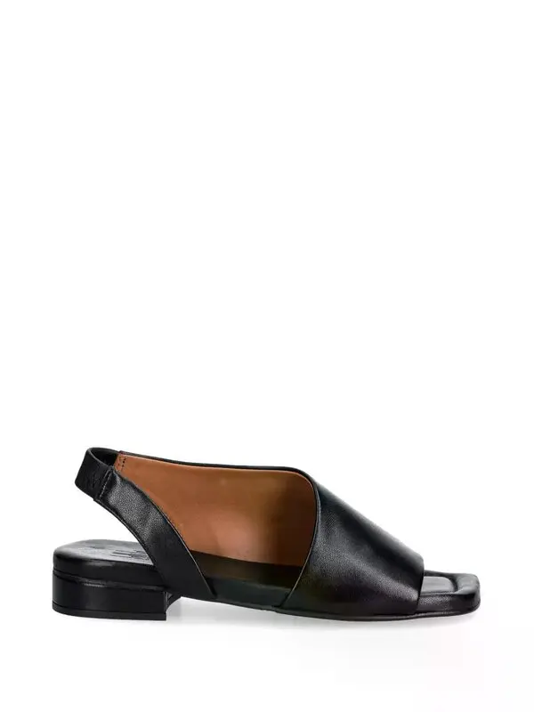 BILLI BI Slingback Square-toe Leather Sandals - Black