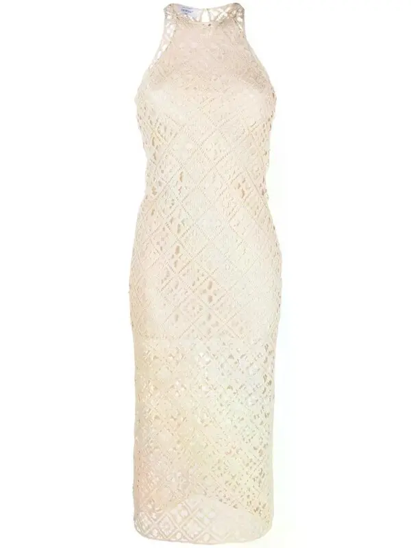 Off-White Arrows Crochet Midi Dress - Neutrals