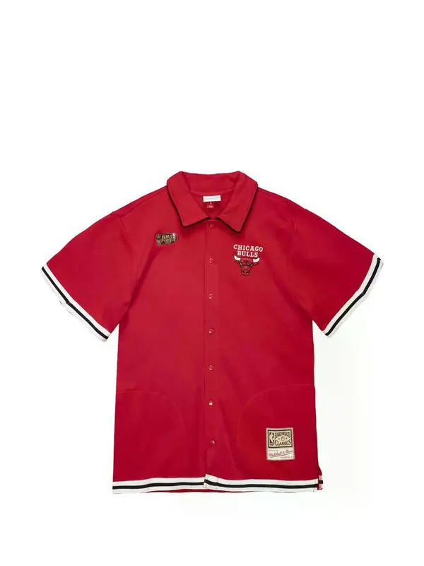 Mitchell & Ness Chicago Bulls French Terry Polo Shirt - Red