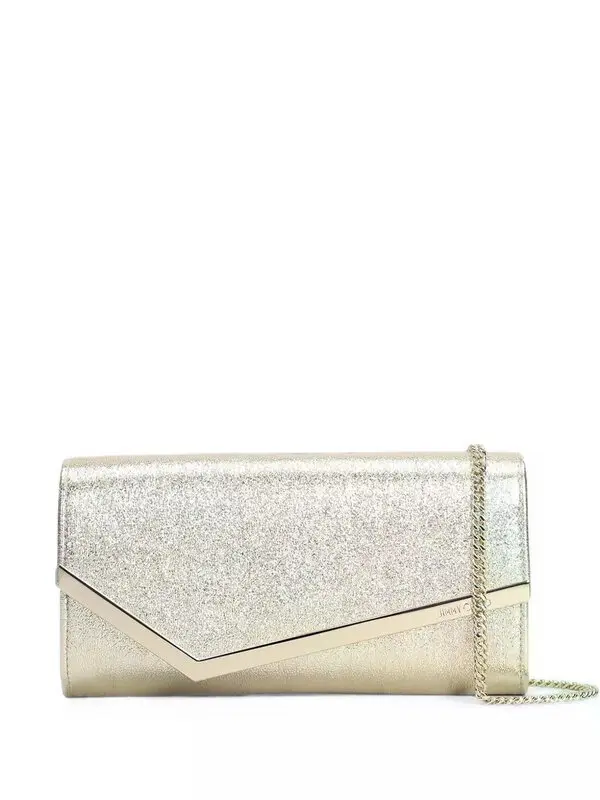 JIMMY CHOO Emmie Glitter-effect Clutch Bag - Silver