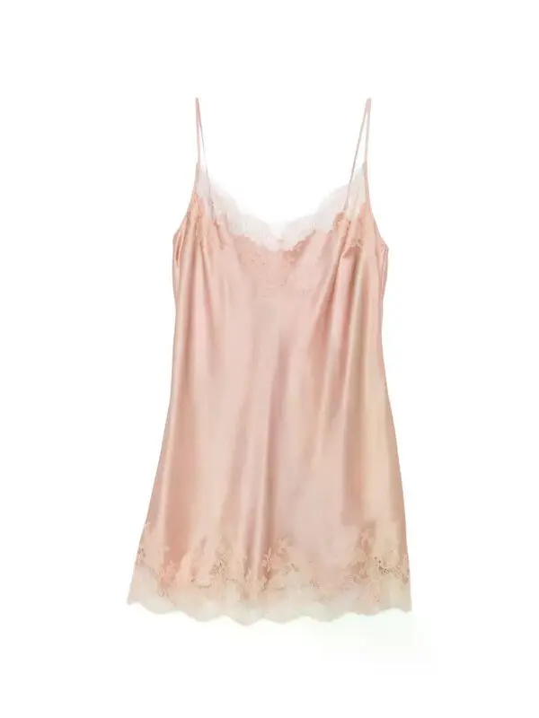 Carine Gilson Lace-trim Silk Nightdress - Pink