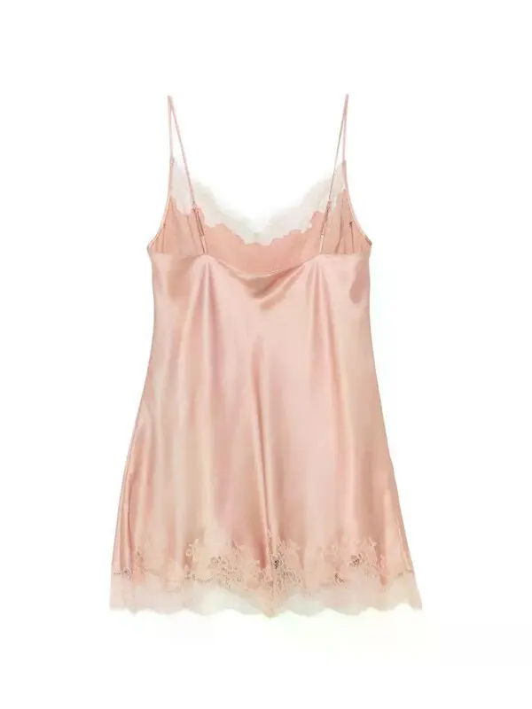 Carine Gilson Lace-trim Silk Nightdress - Pink