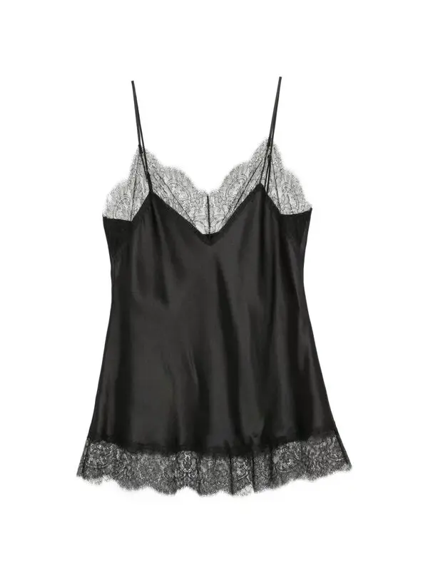 Carine Gilson Lace-trim Slip Top - Black