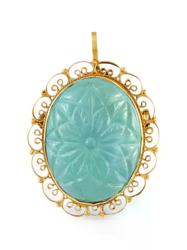 LB EXCLUSIVE Carved-aquamarine Pendant - Gold