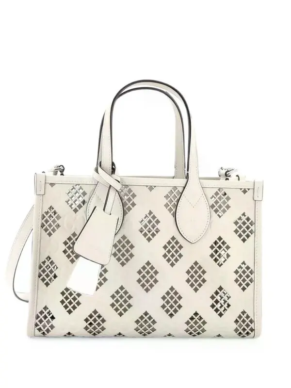 Gucci Ophidia Tote Gg Debossed Laser Cut Leather Small Shoulder Bag - Neutrals