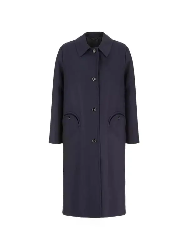 BLAZÉ MILANO Virgin Wool Smiley Pocket Coat - Blue